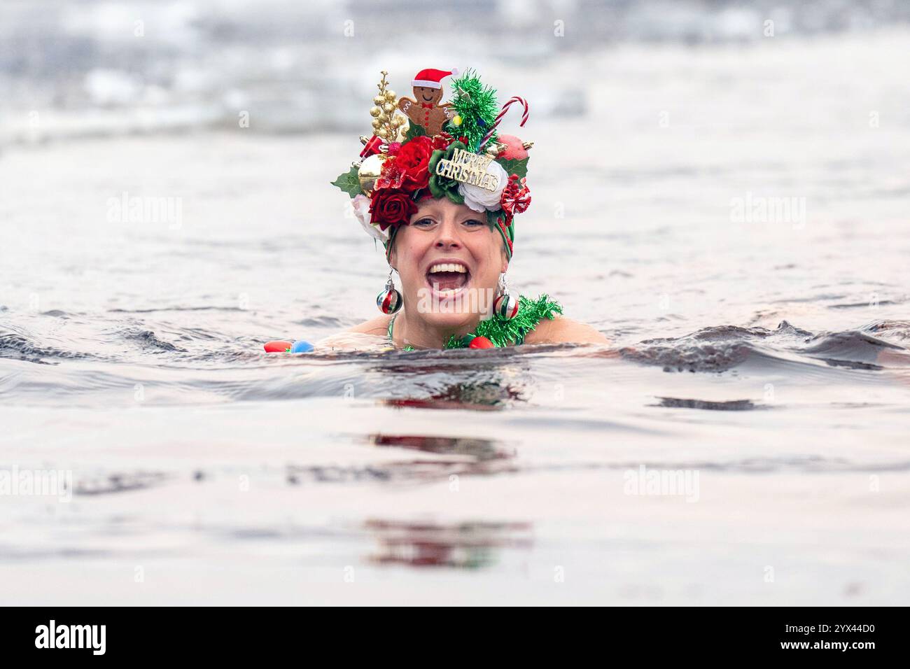 Alice Goodridge, a member of the Loch Insh Dippers wild swim group ...