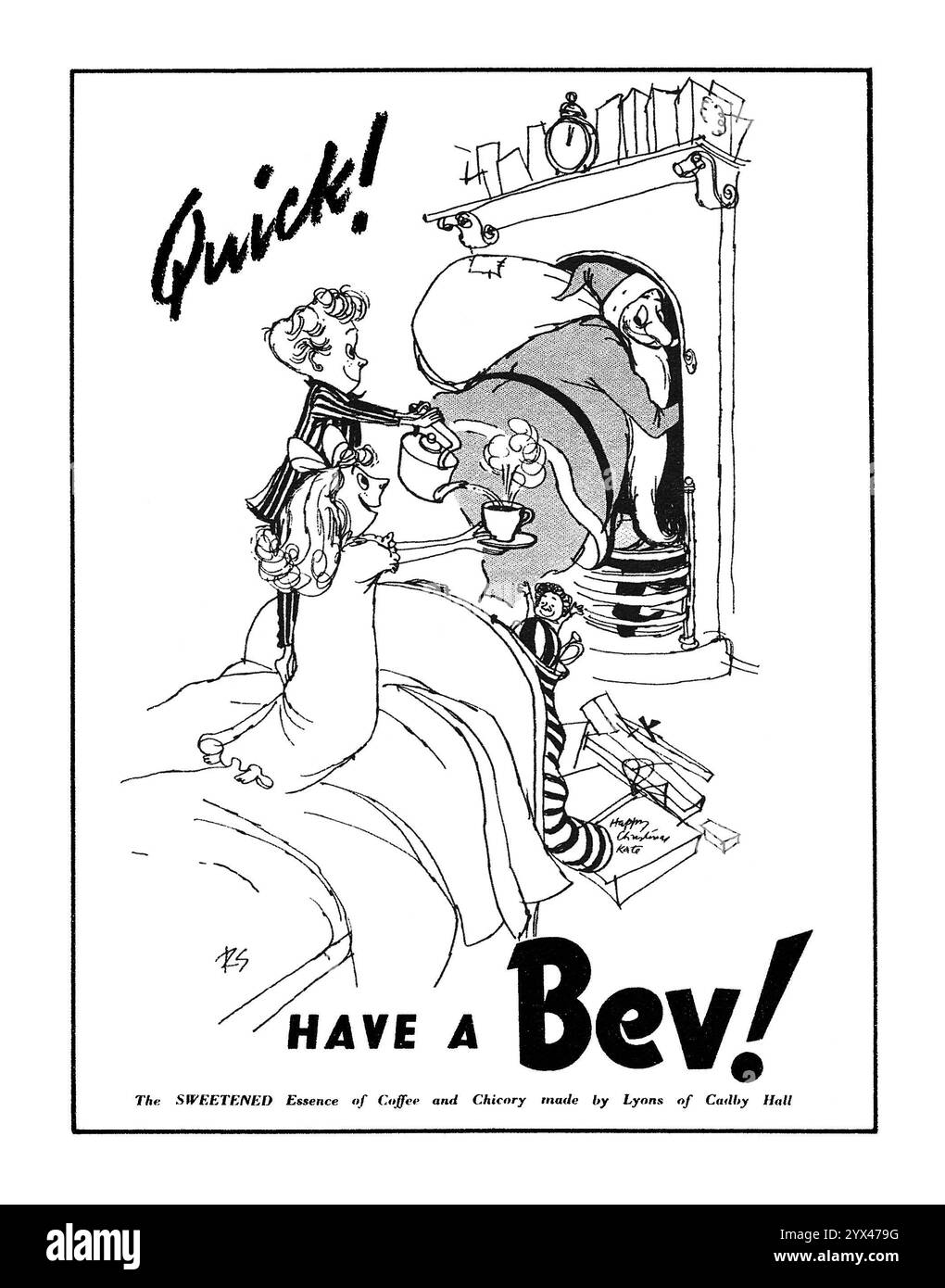 1949 Lyons Cadby Hall Bev Coffee and Chicory Concentrate Christmas Ad ...