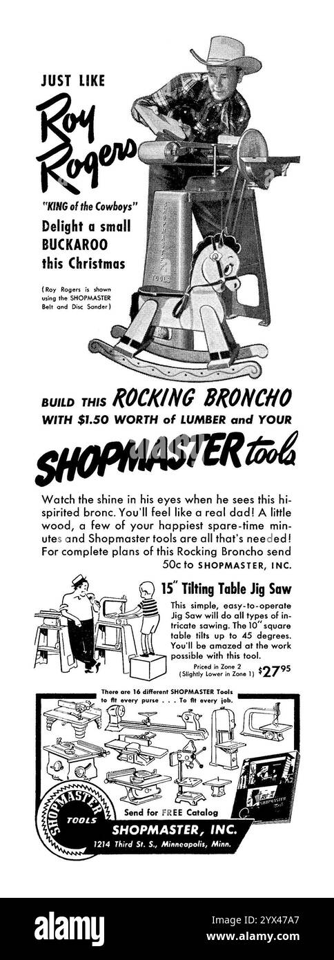 1950 Shopmaster tools ad with Roy Rogers the King of the Cowboys ...