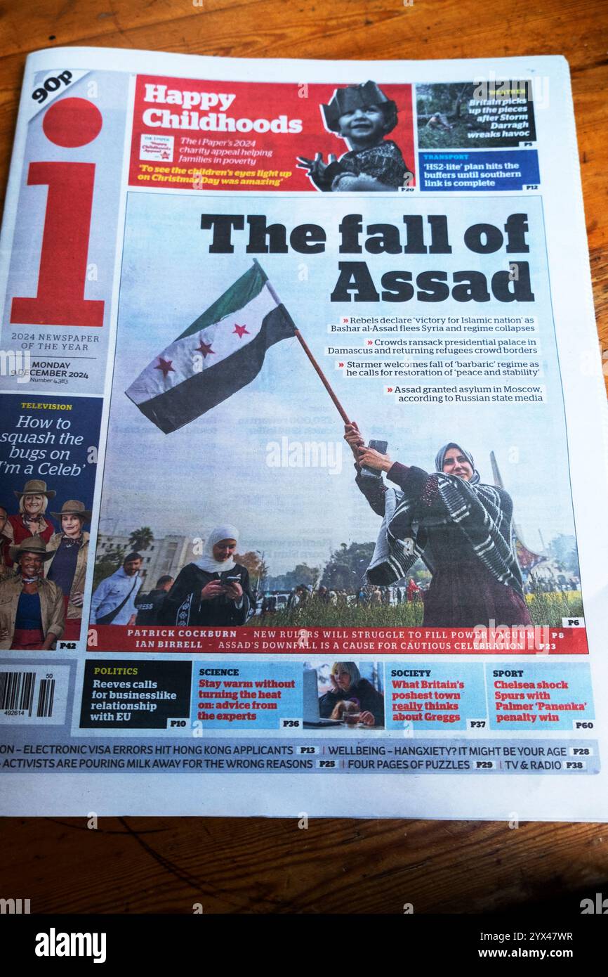 'The fall of Assad' i newspaper headline front page Syria President ...