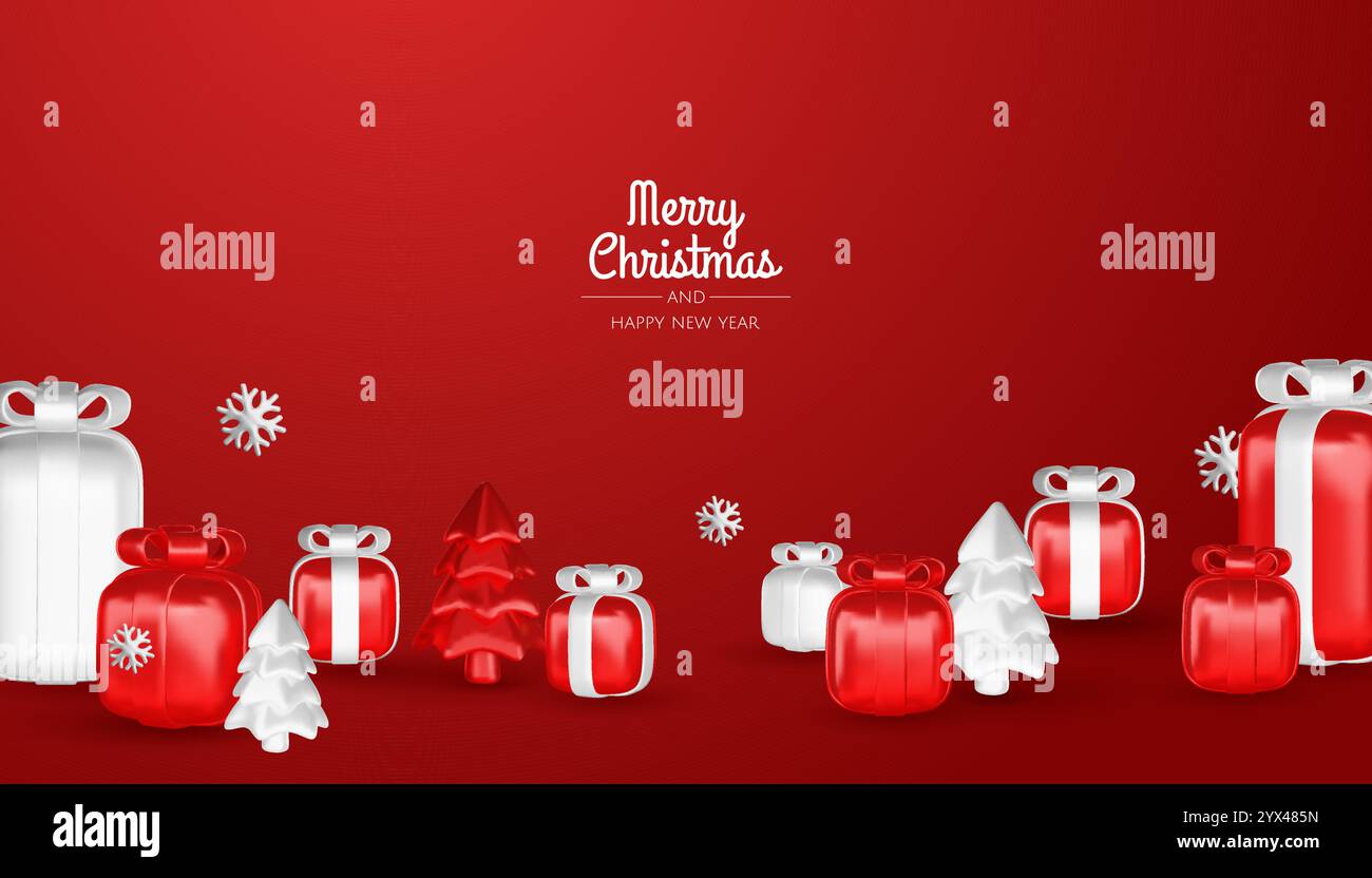 Christmas banner with gift boxes and snowflakes. Header poster for ...