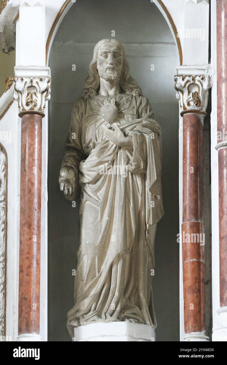 Sacred Heart of Jesus, statue on the main altar in the parish church ...