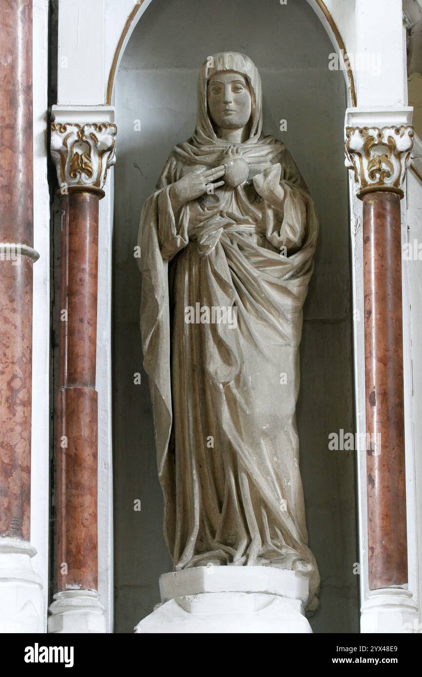 Immaculate Heart of Mary, statue on the main altar in the parish church ...