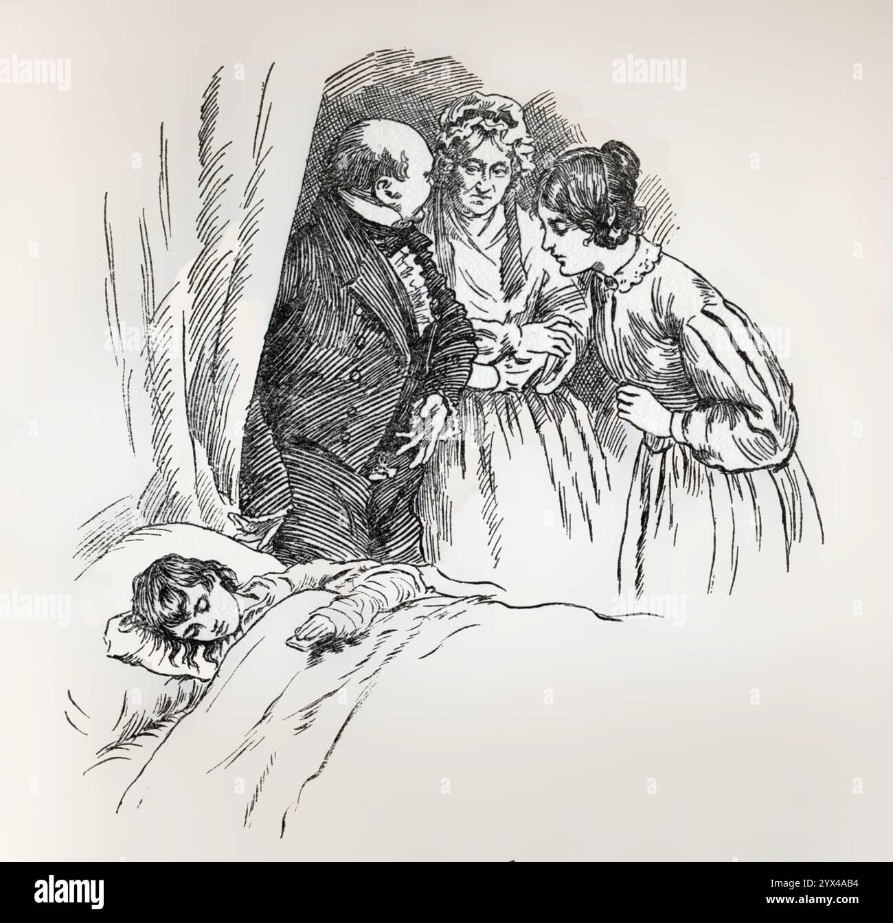 Oliver Twist in bed, c1900. 'Doctor Losberne was one of the kindest men ...