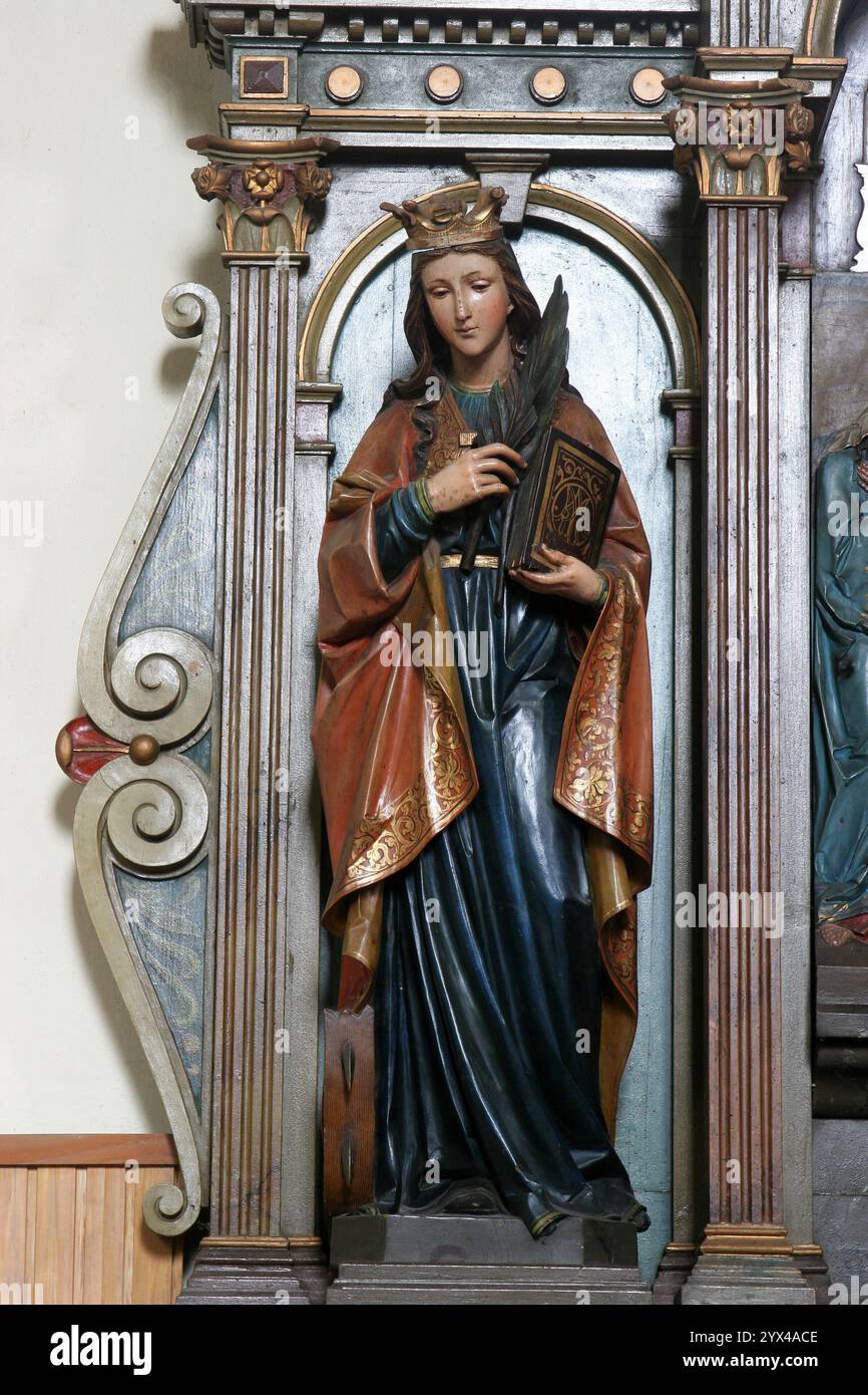 Saint Catherine of Alexandria, statue on the altar of Saint Blaise in ...