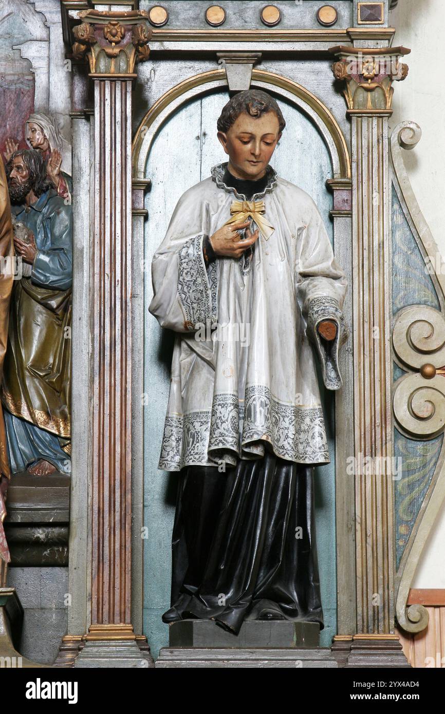 Saint Aloysius, statue on the altar of Saint Blaise in the parish ...