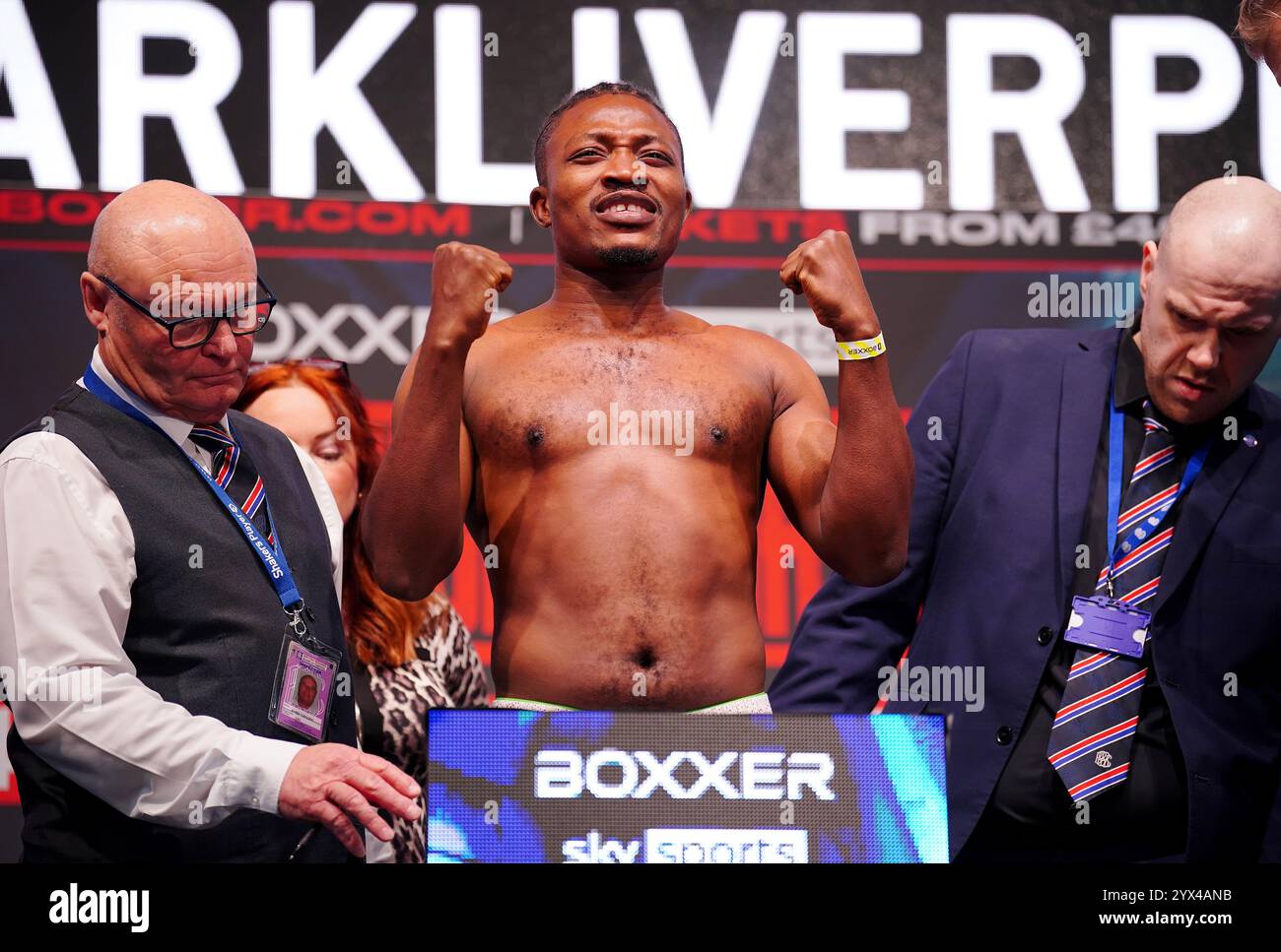 Joshua Quartey during the weigh-in at BOXPARK Liverpool. Picture date ...