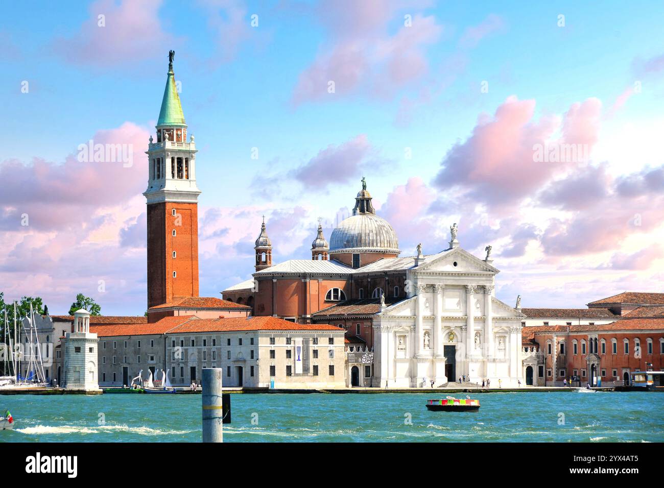 The island of Saint George with its bell tower in Venice Italy on a ...