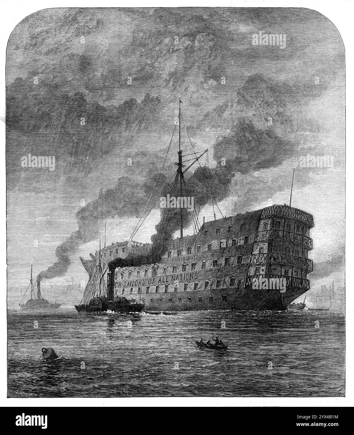 Departure of the Dreadnought hospital ship from her old moorings in the ...