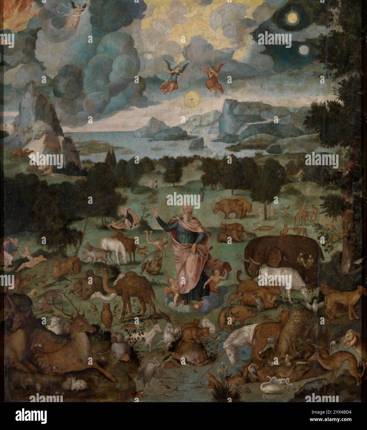 The Creation of the World and the Garden of Eden, 1560 Stock Photo - Alamy