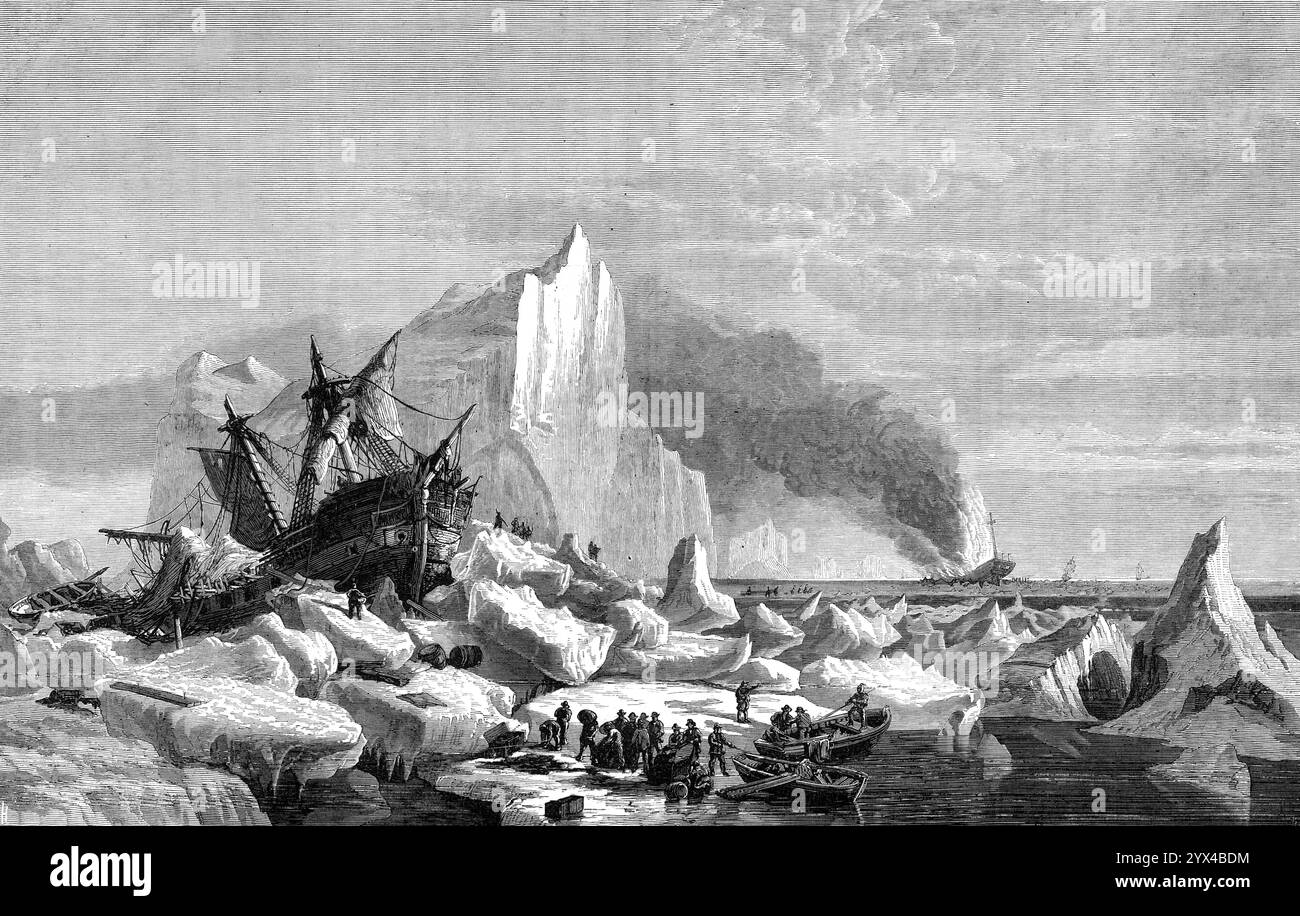 "Sealers Crushed by Icebergs", from the picture by W. Bradford, 1872. Engraving of a painting ...