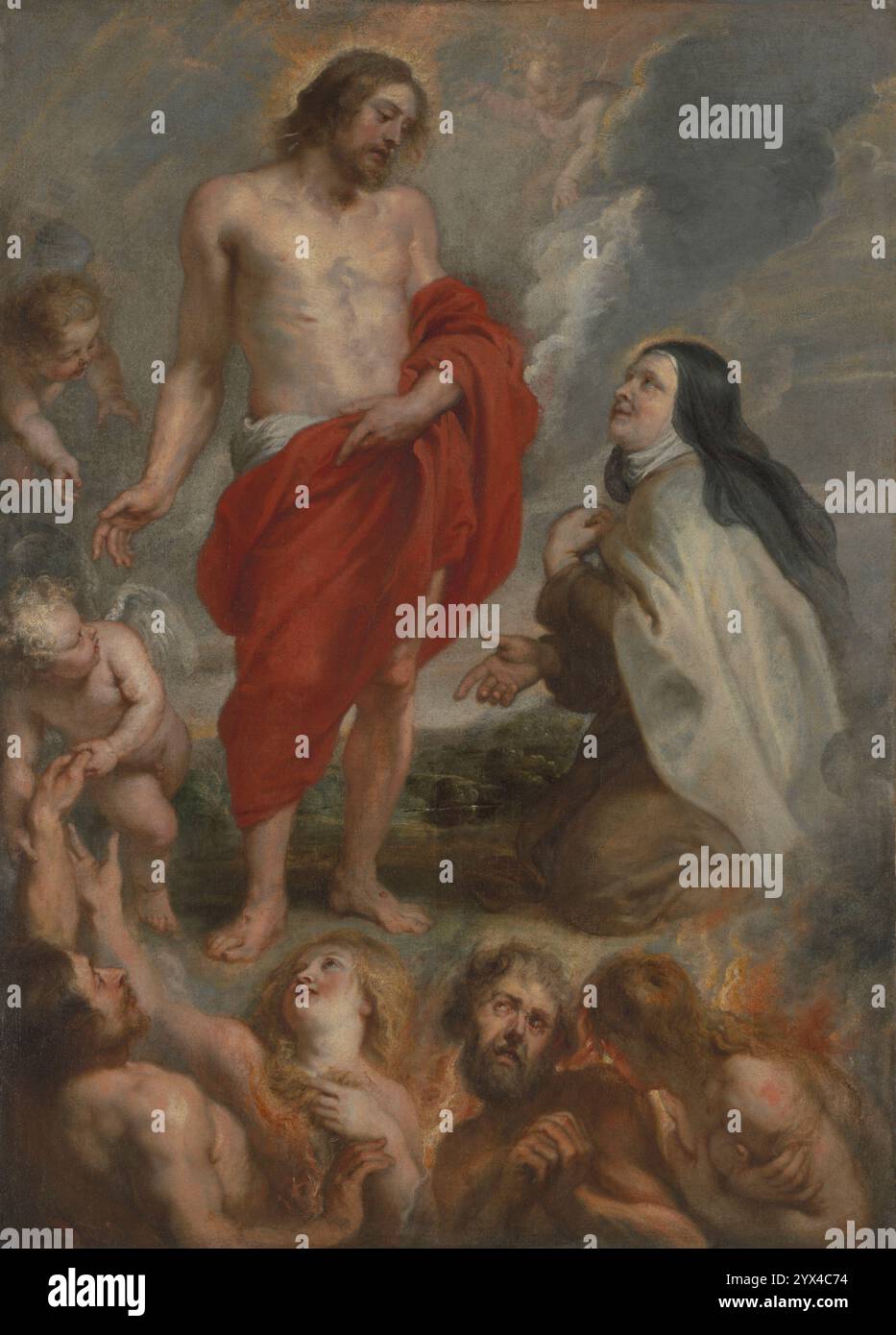 Saint Teresa of Ávila Interceding for Bernardino de Mendoza in Purgatory, 1630-1635 Stock Photo ...