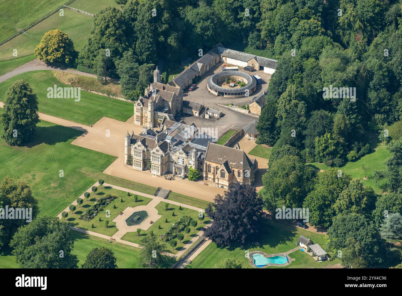 Exton Hall, a 19th century country house with chapel, stables and ...