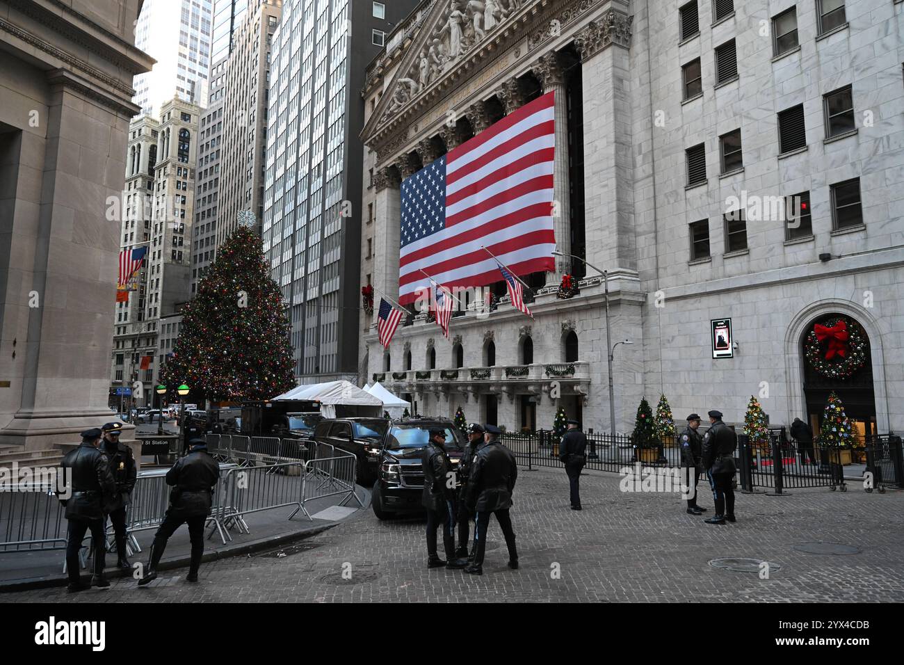 Security outside the New York Stock Exchange as Donald Trump rings the ...