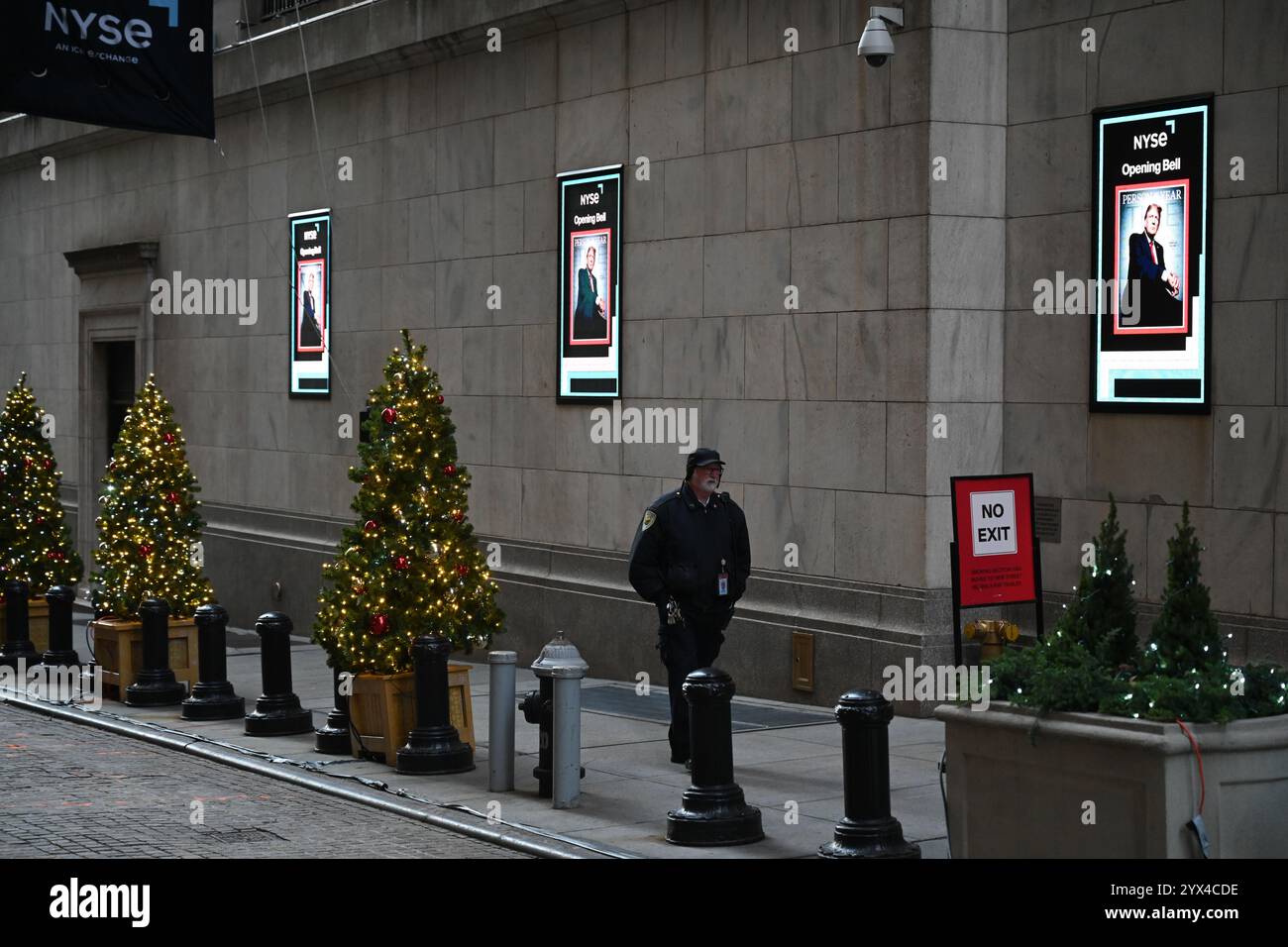 People outside the New York Stock Exchange as Donald Trump rings the ...