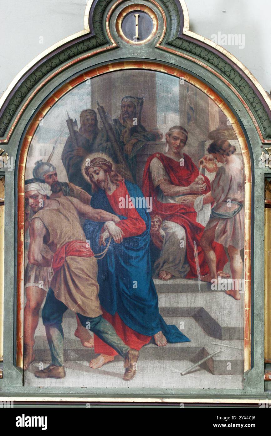 1st Stations of the Cross, Jesus is condemned to death, parish church ...