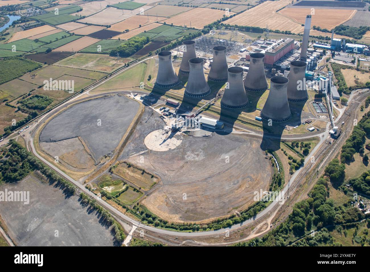 The cooling towers and disused coal stocks at Cottam Power Station ...