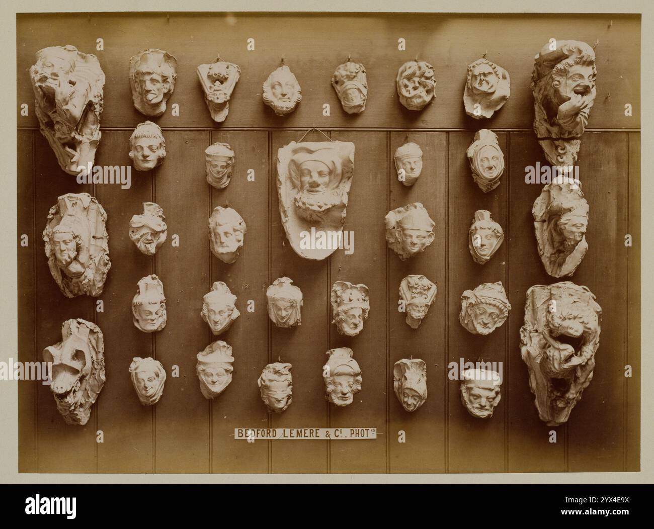 Casts of Gothic heads, possibly from York stalls, 1876. Medieval heads ...