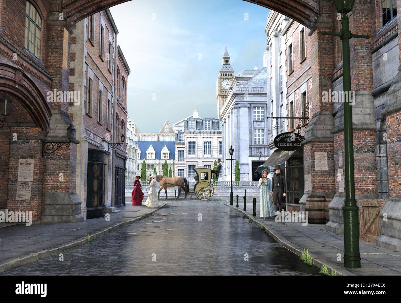 A beautiful street scene in Victorian era London of the 19th century ...