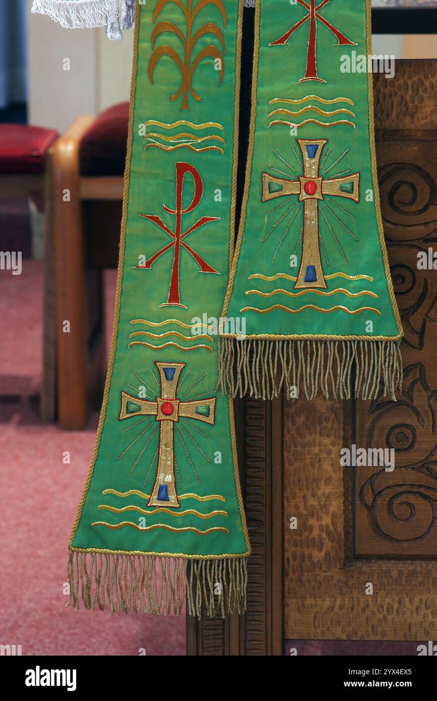 Green Catholic Priest Stole in the church of Assumption of the Virgin ...