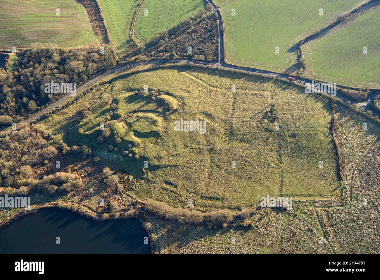 Cainhoe Castle, the earthwork remains of a motte and bailey with ...