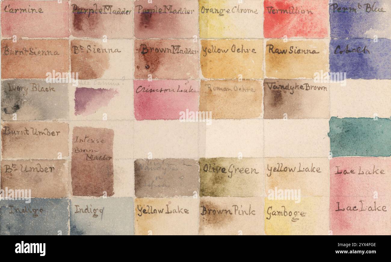 Watercolour test paper taken from travelling watercolour box owned by J ...