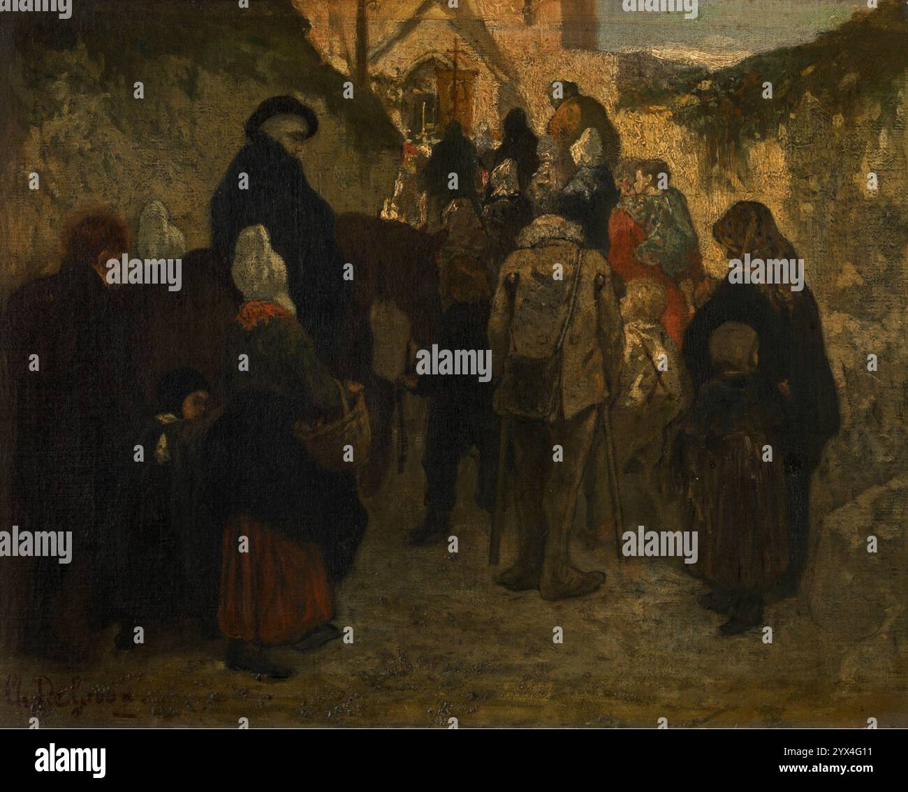 Pilgrimage in Diegem, 1857. Christian worshippers in Flemish Brabant ...