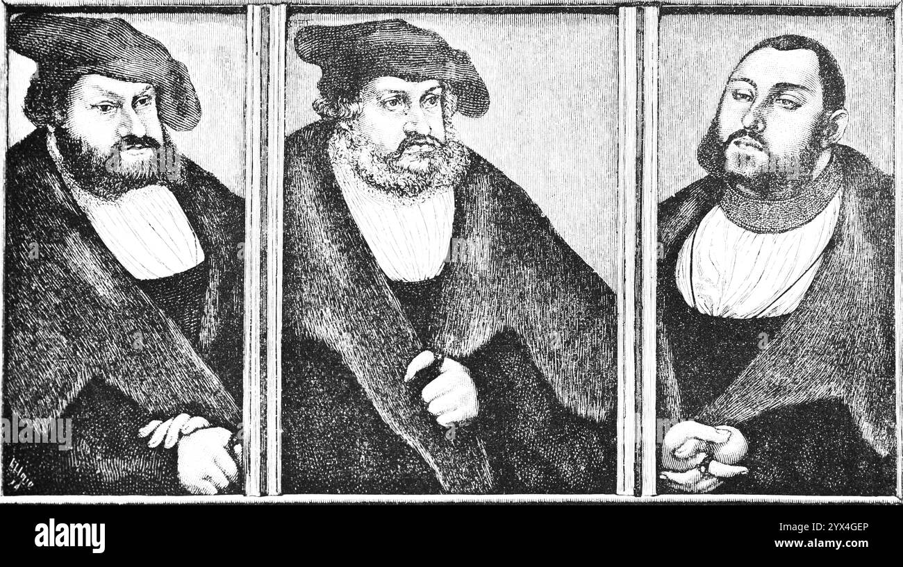 Electors of Saxony, Frederick the Wise (l), John and John Frederick (r ...