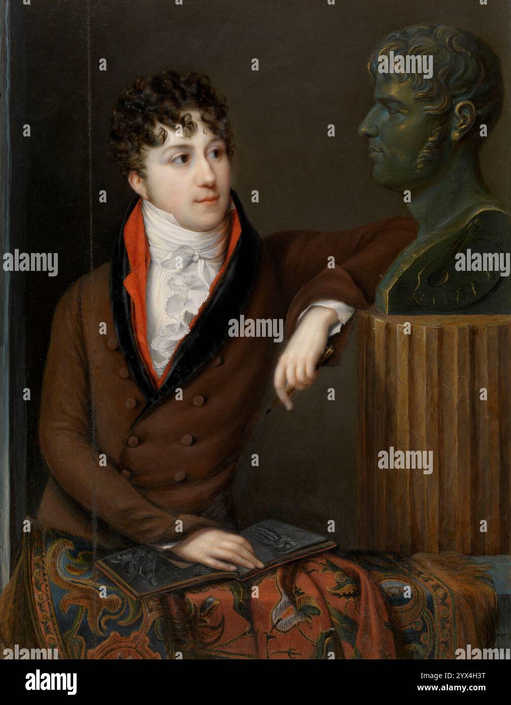 Self Portrait, early-mid 19th century. Belgian painter posing with a ...