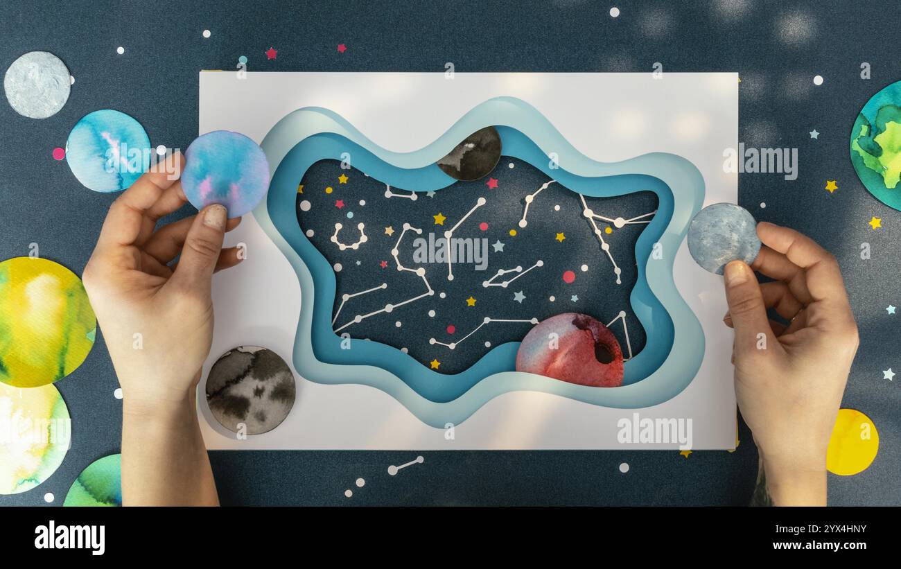 Top view creative paper planets assortment 3 Stock Photo - Alamy