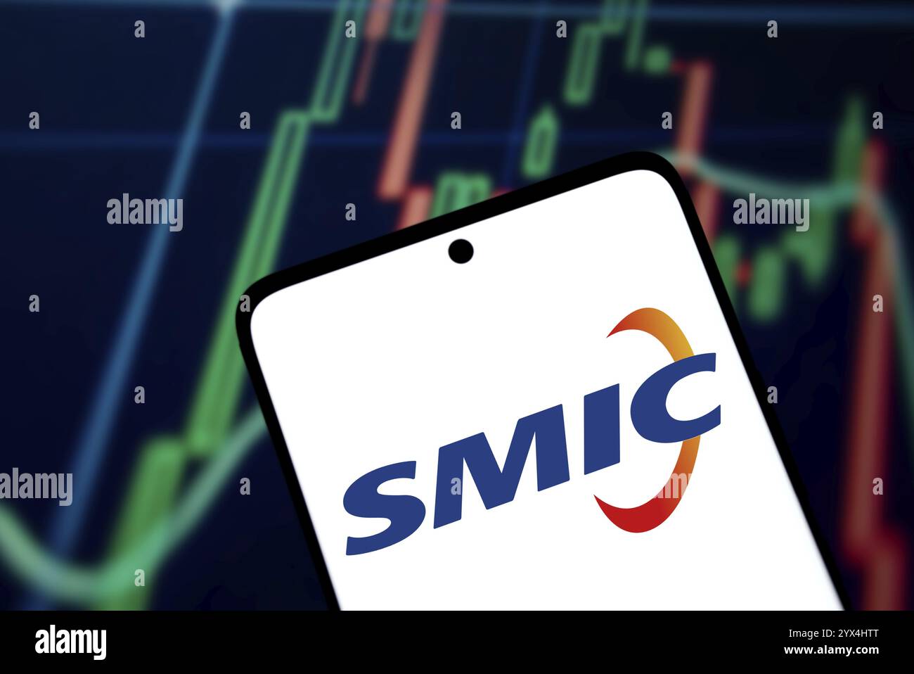 SMIC logo is displayed on smartphone. Semiconductor Manufacturing ...