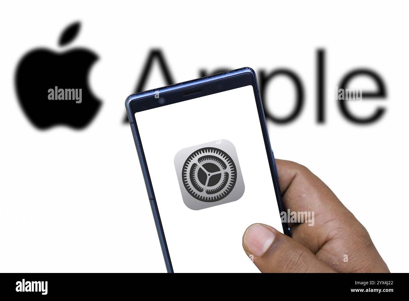 Apple Settings Icon Logo on phone Screen Stock Photo - Alamy