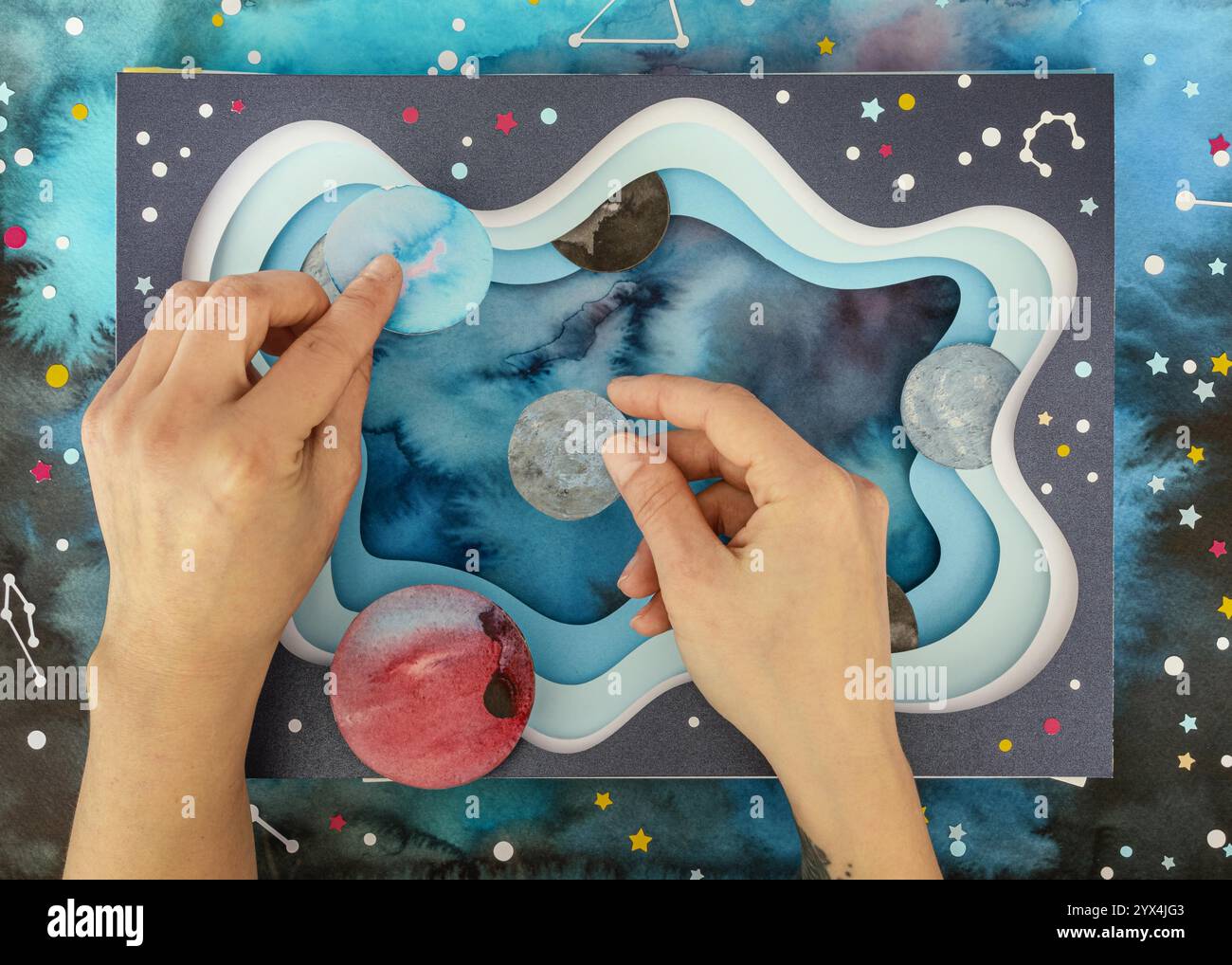 Top view creative paper planets assortment 2 Stock Photo - Alamy