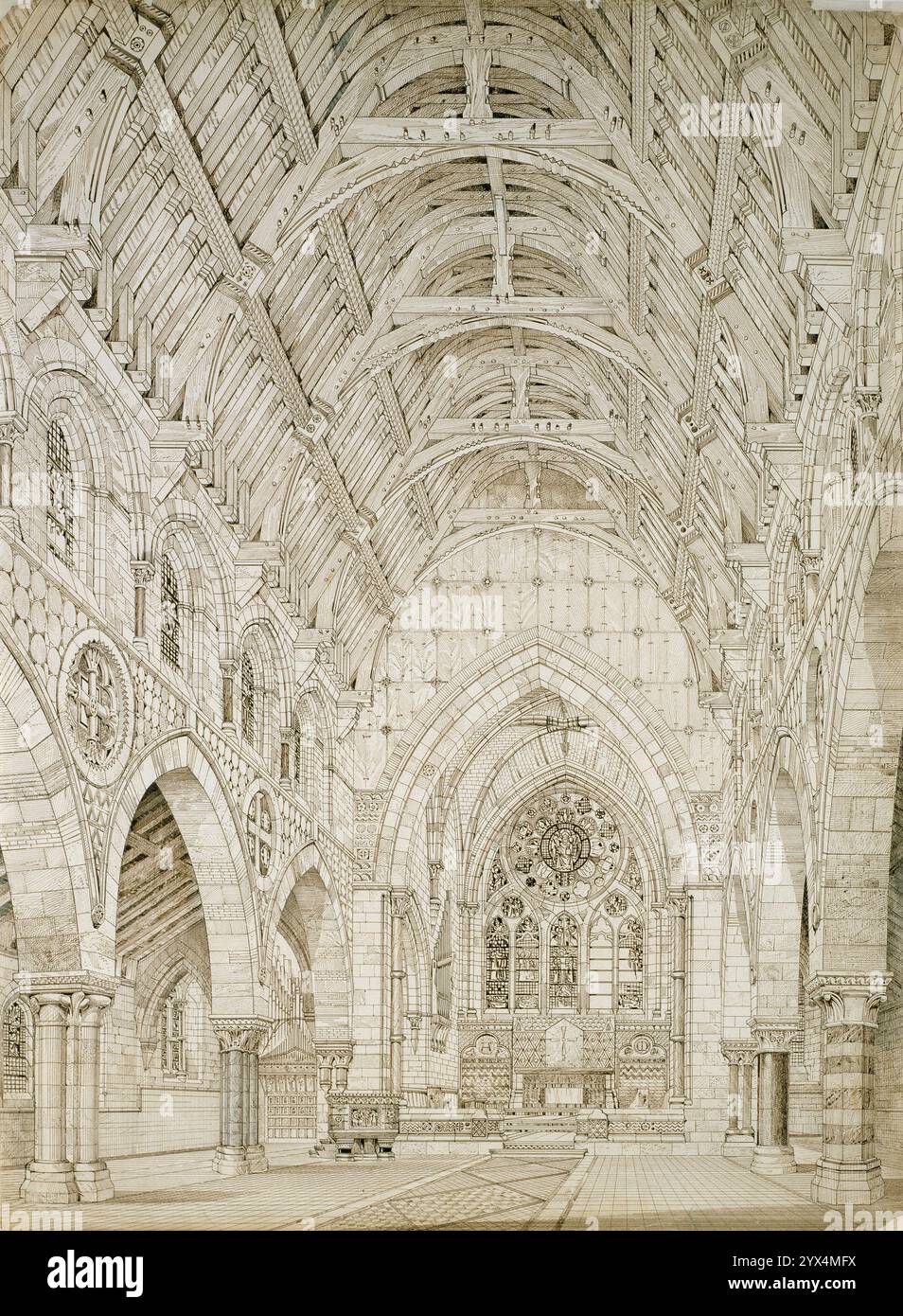 Design for a church: interior perspective, c1864 Stock Photo - Alamy