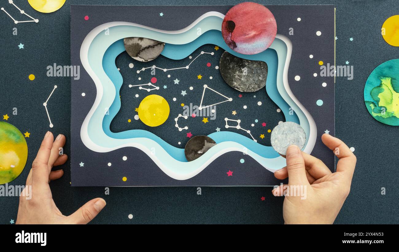 Top view creative paper planets assortment 10 Stock Photo - Alamy