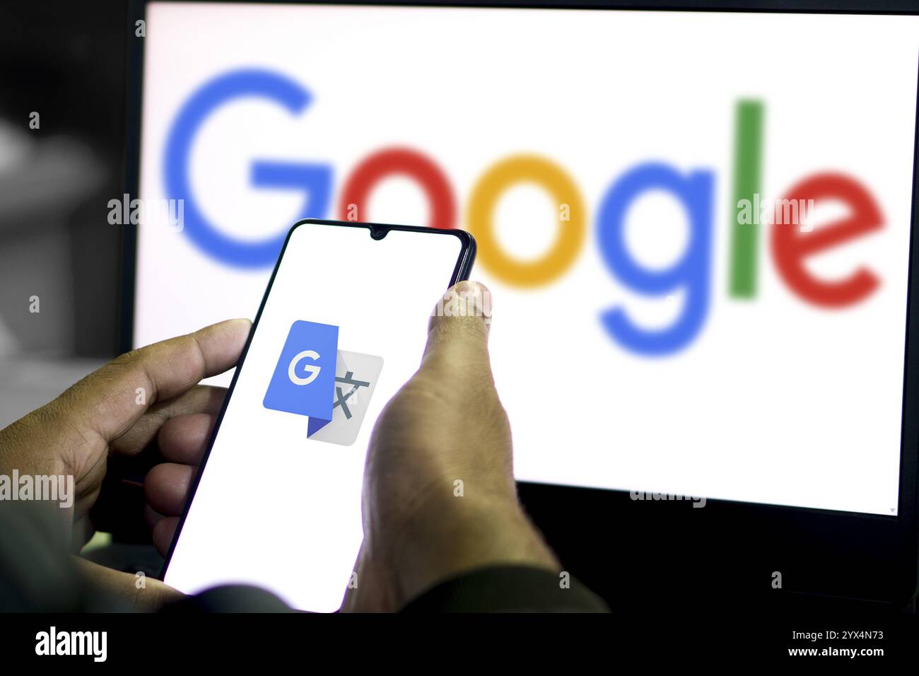 Smartphone showing Google Translate application logo on an a screen ...
