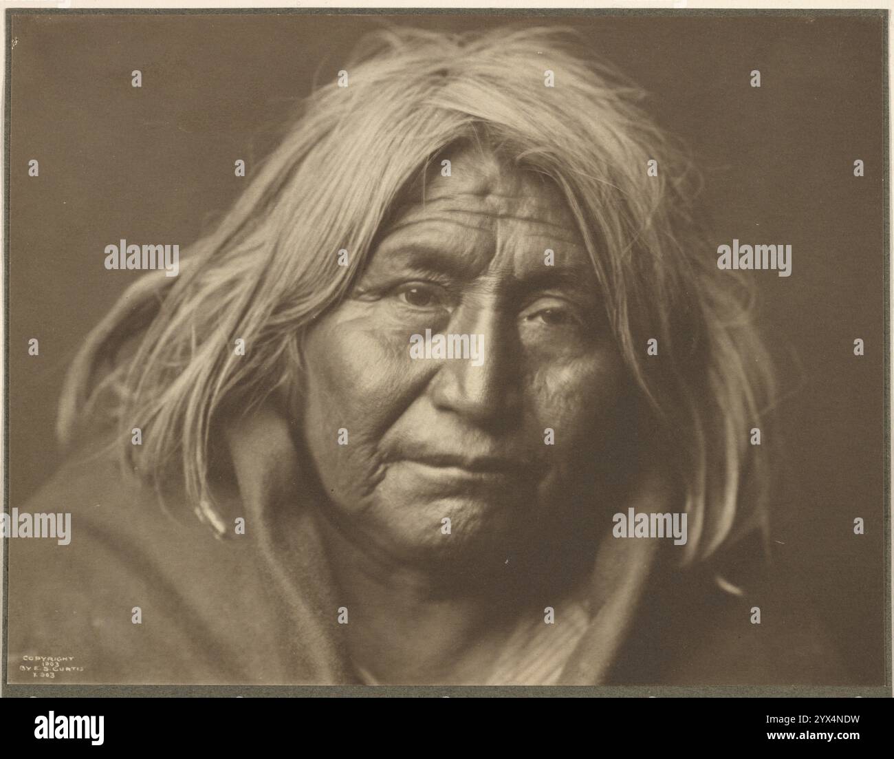 An Apache, 1903. Portrait head of elderly Native American male Stock ...