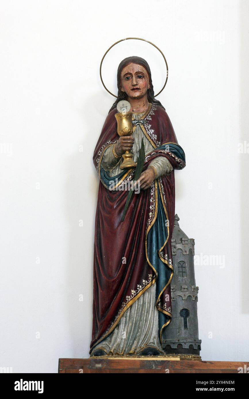 Saint Barbara, statue on the altar of the Holy Three Kings in the ...