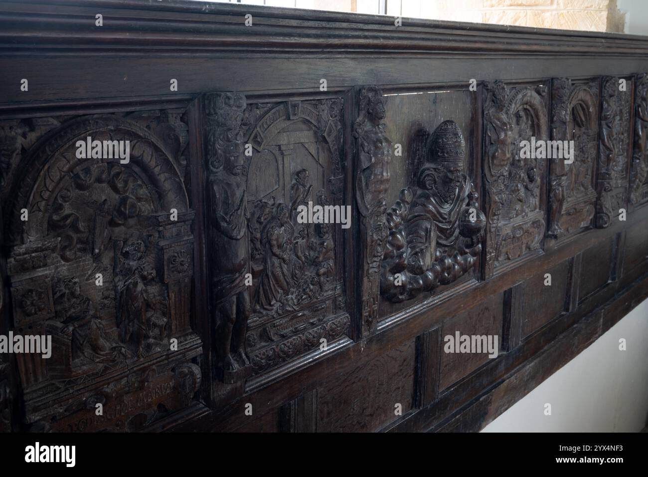 Carved wooden reredos, St. Laurence`s Church, Shotteswell, Warwickshire ...