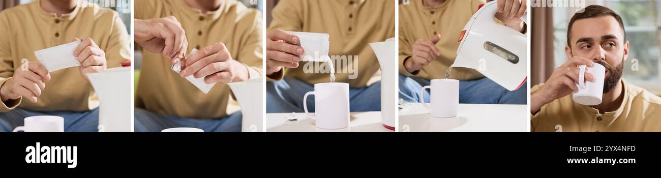 Preparing powdered medicine, pouring in cup, mixing with water ...