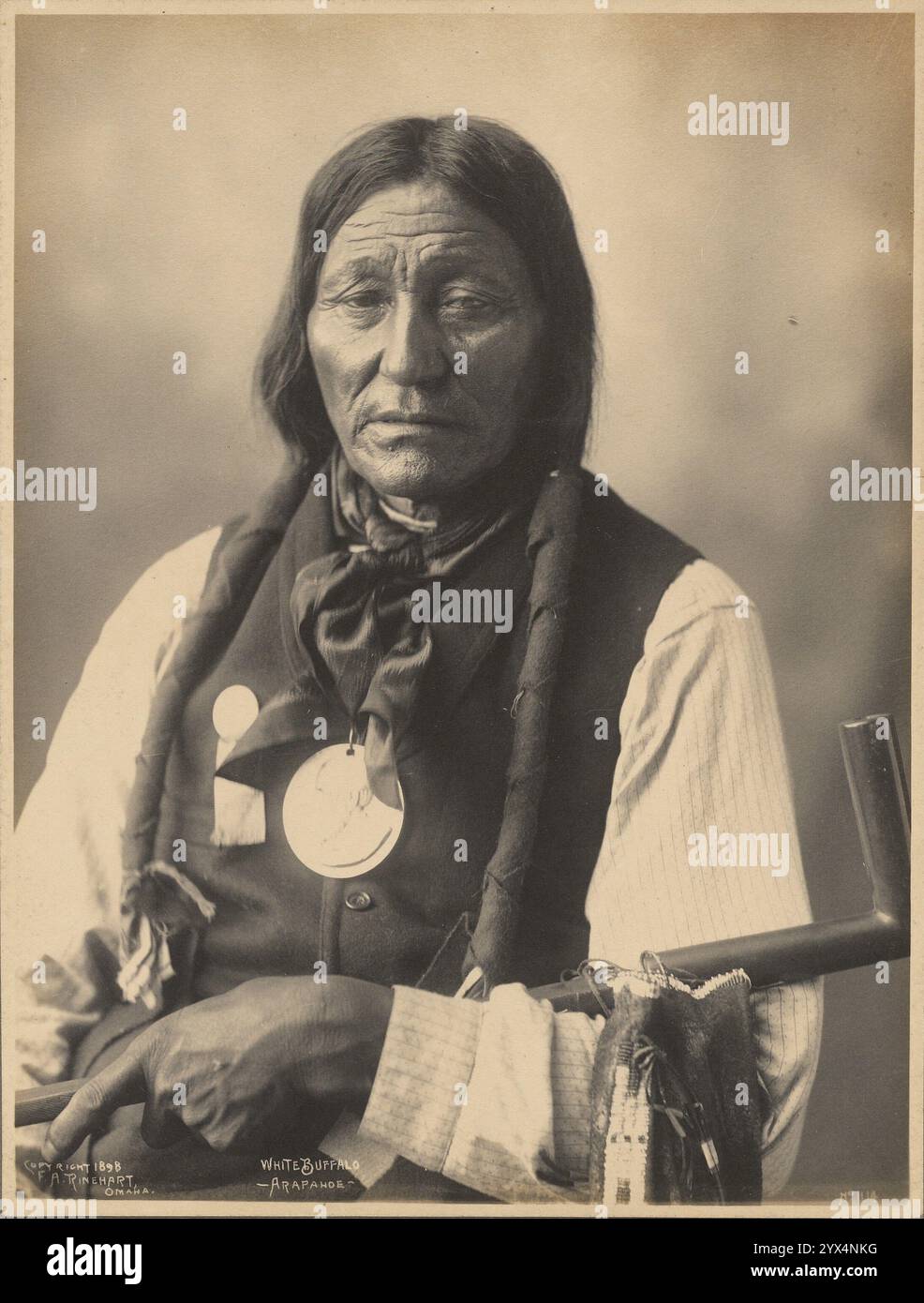 White Buffalo, of the Arapaho People, 1898. Studio portrait of a Native ...