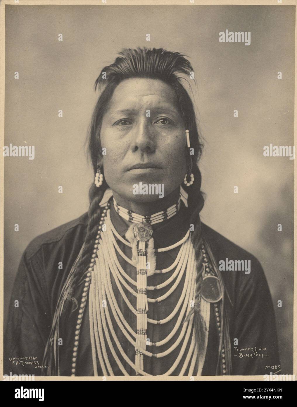 Thunder Cloud, Blackfeet, 1898. Direct frontal portrait of Native ...