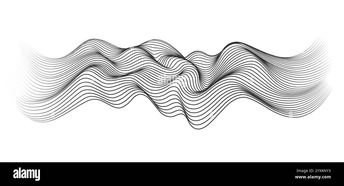 Abstract wave black lines, vector flowing gradient smooth curve Stock ...