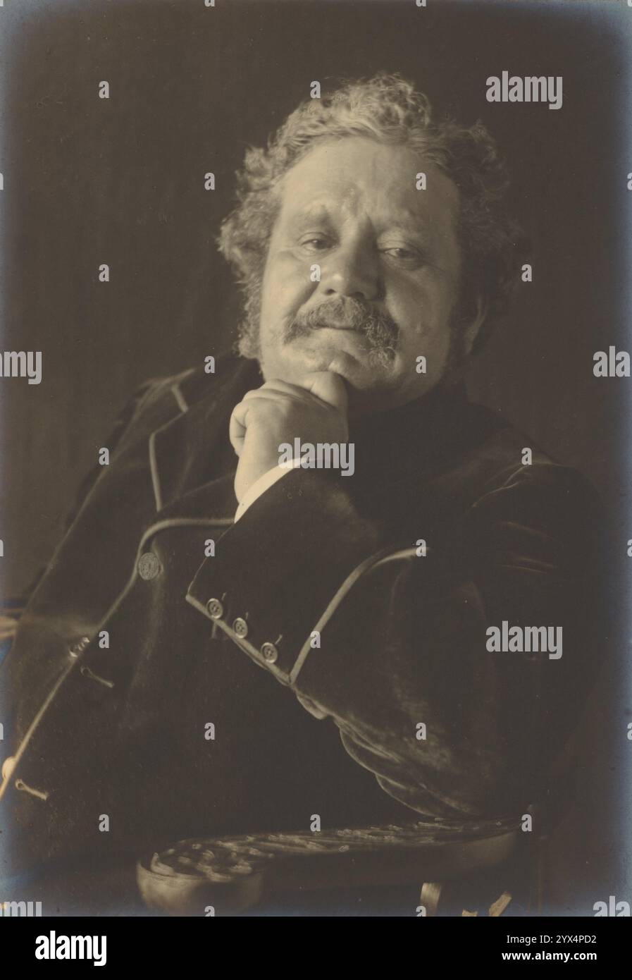 Portrait of a Man in Velvet Jacket, 1890-1900. Man is leaning on his ...