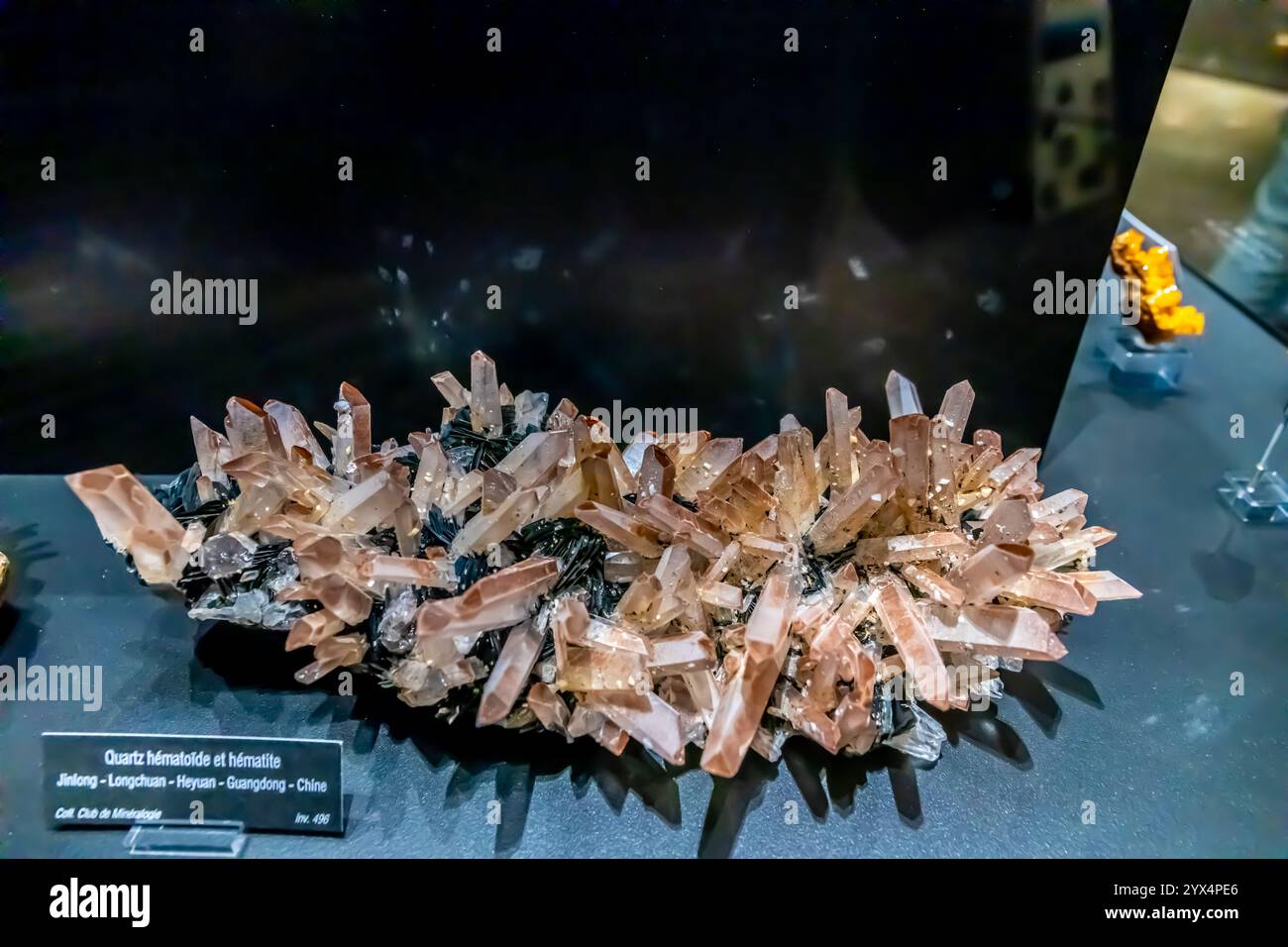 Crystals in the crystal museum of mineralogy in Chamonix alpine valley ...