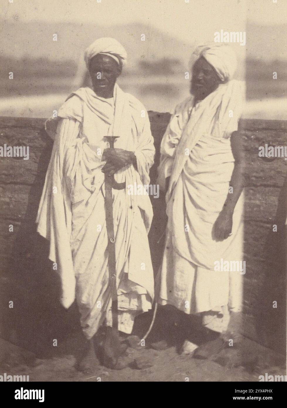 Portrait of Two North African Men on a Boat, 1865. Two men standing on ...