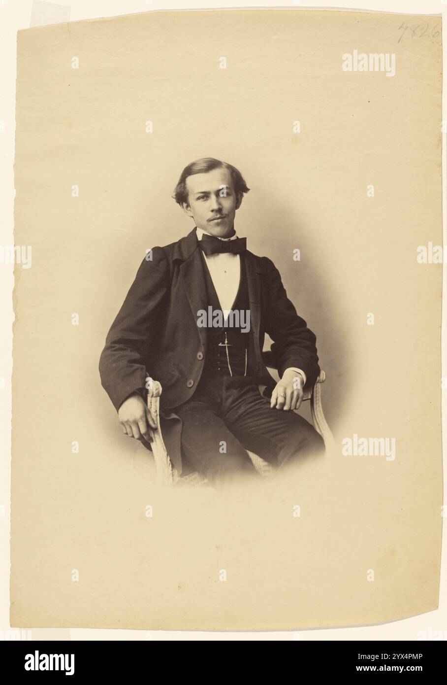 Portrait of a Seated Young Man, about 1858. Vignette oval portrait ...