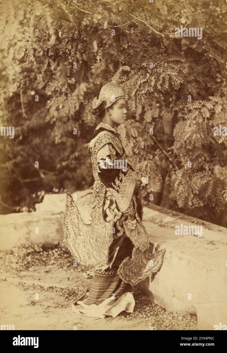 Burmese Princess, about 1885. Full length portrait of a Burmese woman ...