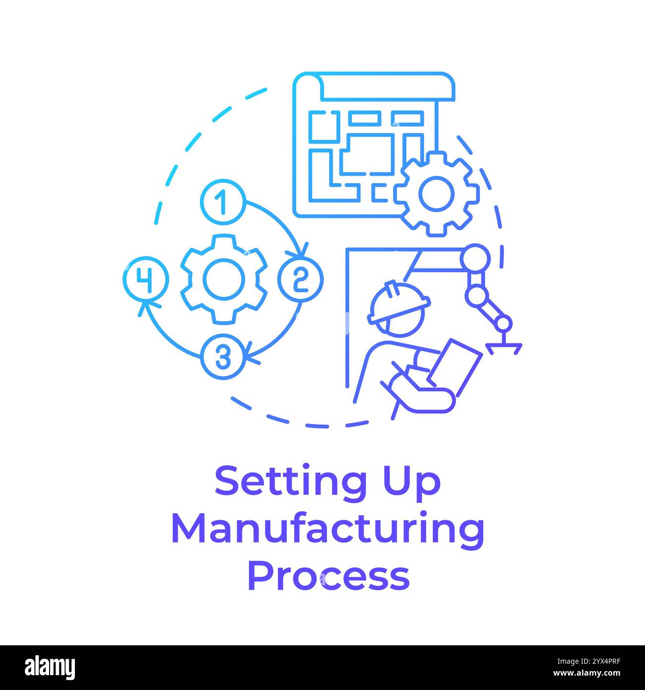 Setting up manufacturing process blue gradient concept icon Stock Vector Image & Art - Alamy