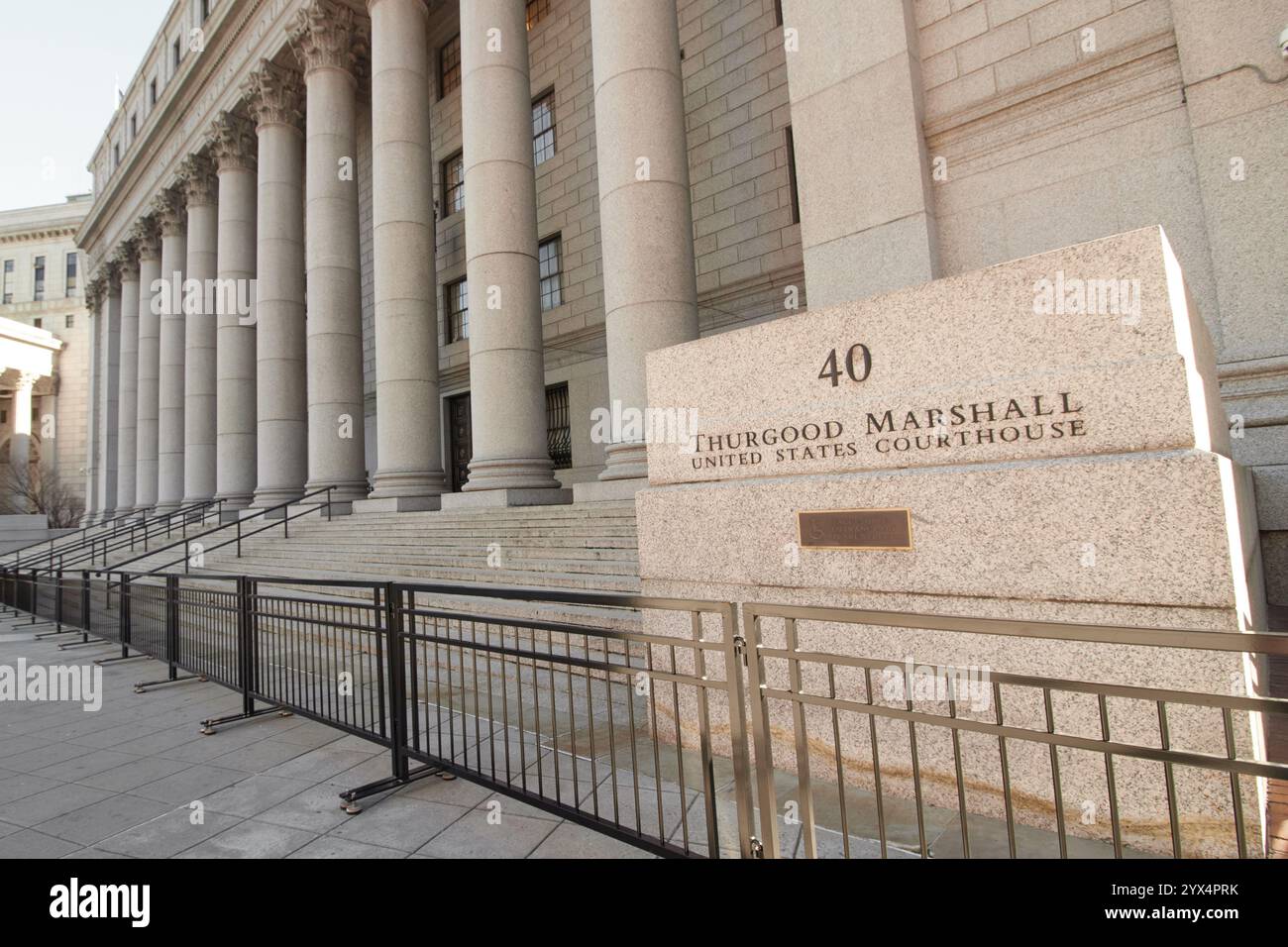 entrance to Thurgood Marshall United States Courthouse on centre street ...